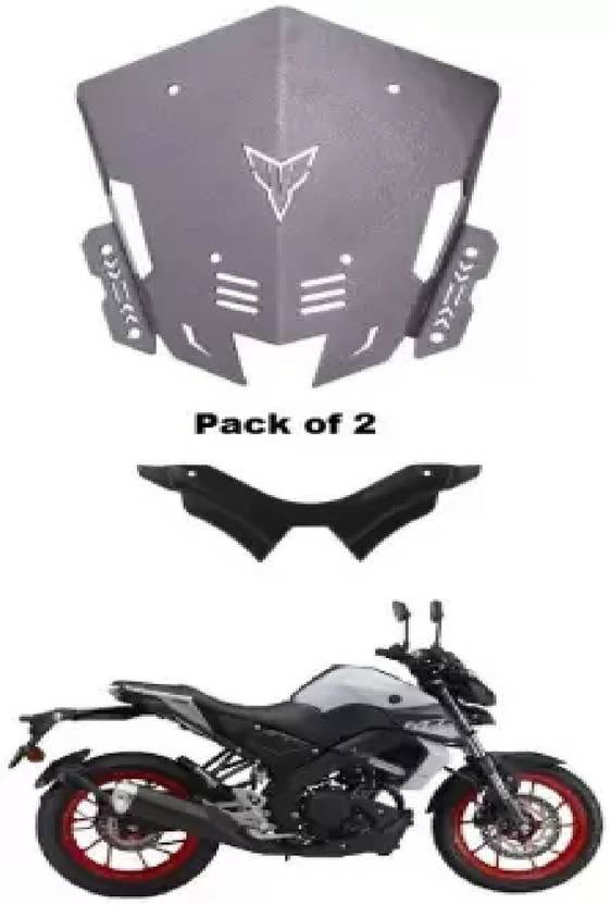 AIRSKY Combo of Yamaha MT15 Visor Black With Winglet Black Bike ...