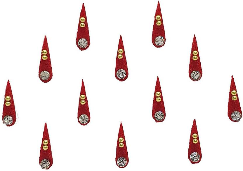 Comet Busters Handcrafted Small Red Tilak Bindis With Stones (BV1830 ...