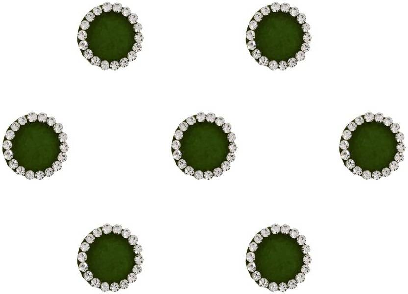 Comet Busters Green Round Velvet Bindi With Silver Stone Border (10mm ...