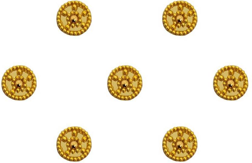 Comet Busters Beautiful Golden Round Bindi With Gold Beads Border (8mm ...