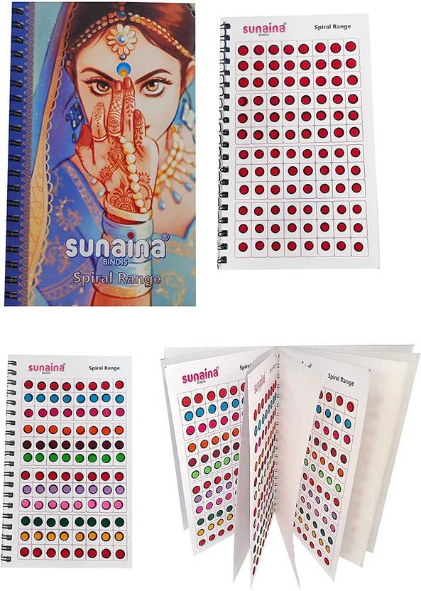 SUNAINA Spiral OUTLINE SKETCH Multicolour/Red/Maroon KUMKUM Bindi Book ...