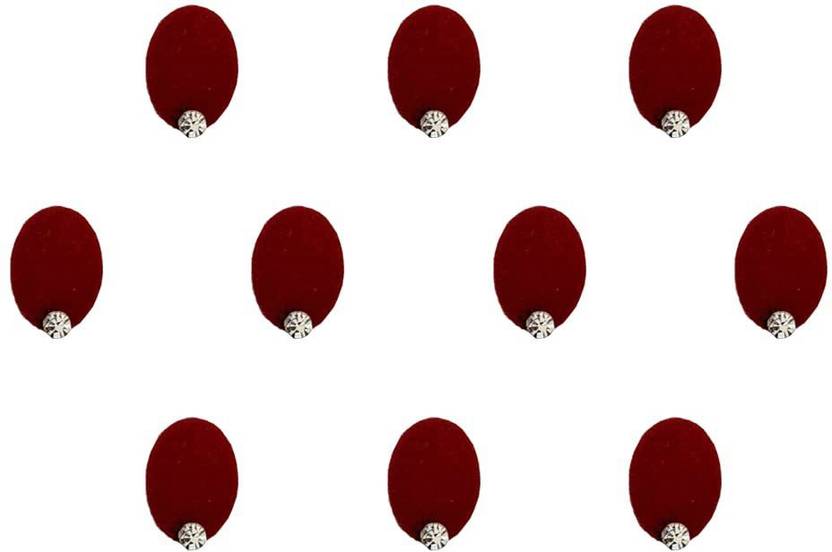 Comet Busters Fancy Maroon Oval Bindi With Silver Stone (10mm) (BV1513 ...