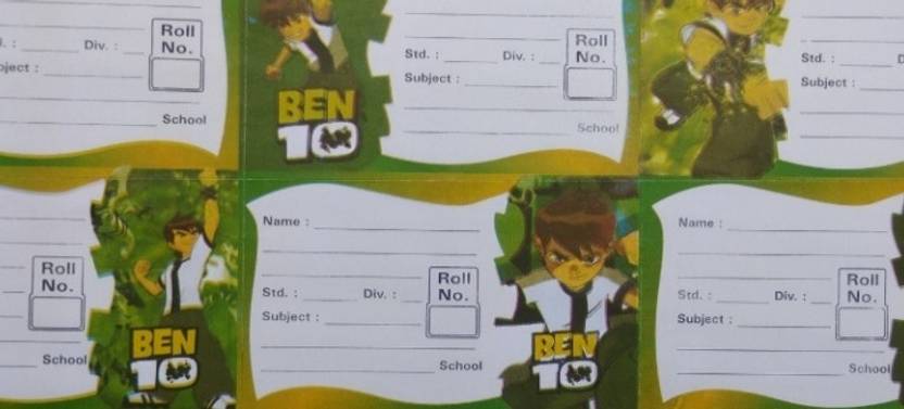 Super Easy Ben10 Design Name Slip Note Books Cartoon Stickers School ...