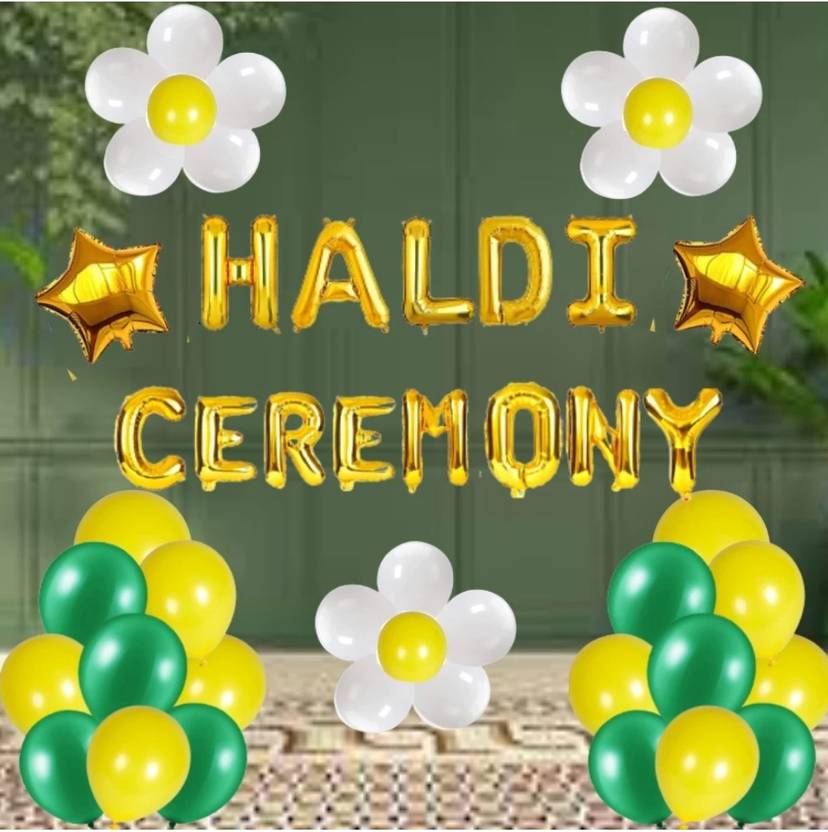 Gitanjali Haldi Mehndi Metallic Balloons, YELLOW GREEN, ,arch, Curtain ...