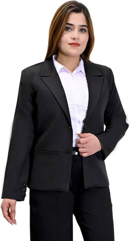 HERMOSA INDIA Solid Single Breasted Formal Women Blazer - Buy HERMOSA ...