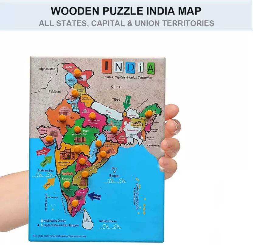 Cyrus BEST BUY Wooden India Map game educational board Puzzle State ...