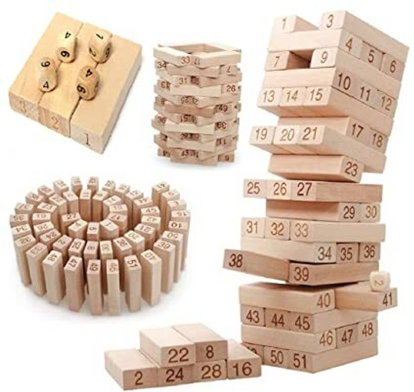 Sirgan Wooden Gaming Jenga Tube Pack Hardwood Blocks Stacking Tower ...