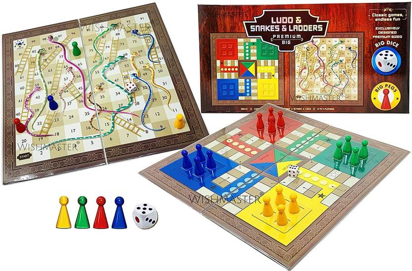 charcoale Ludo, Snakes & Ladders with Big Size Pegs , Jumbo 14Inch ...