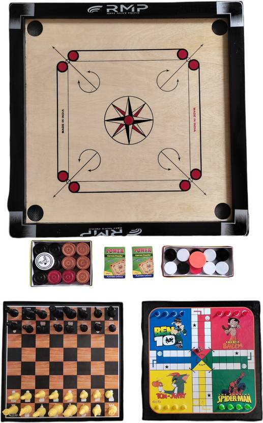 RMP Carrom board medium size 26 inches with ludo and chess unbreakble ...