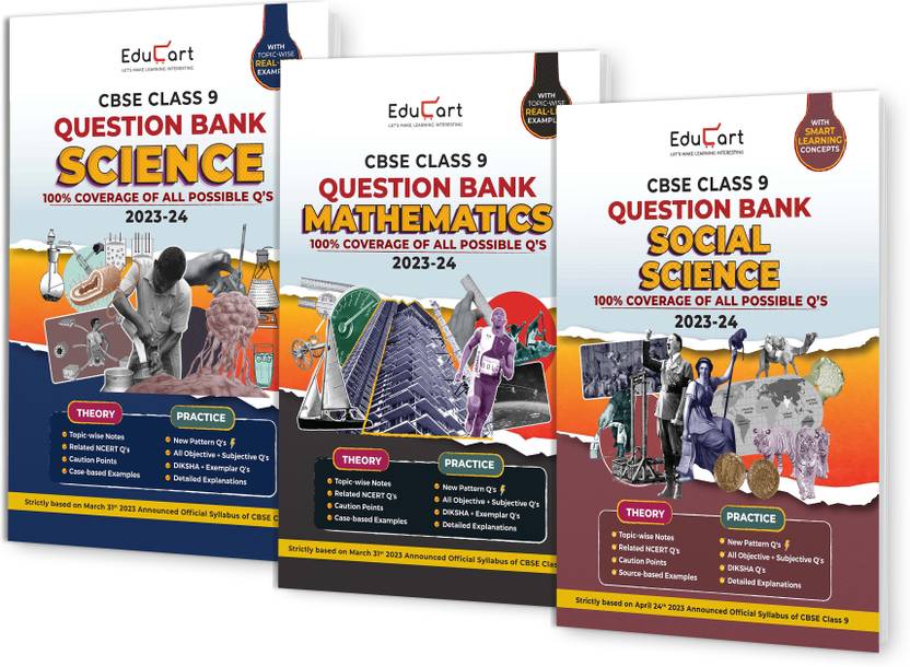 Educart CBSE Class 9 Question Bank SCIENCE, MATHS & SOCIAL SCIENCE For ...