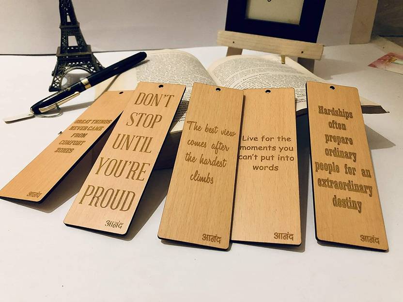 Anand Souvenir Motivational Quotes Theme Engraved Wooden Bookmarks. Set ...