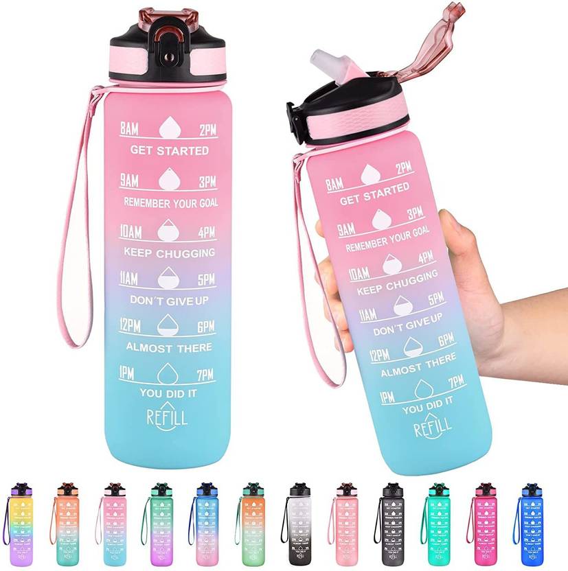 Crowd Clicks ® Motivational Water Bottle with Straw & Time Marker 1000 ml Bottle - Buy Crowd ...