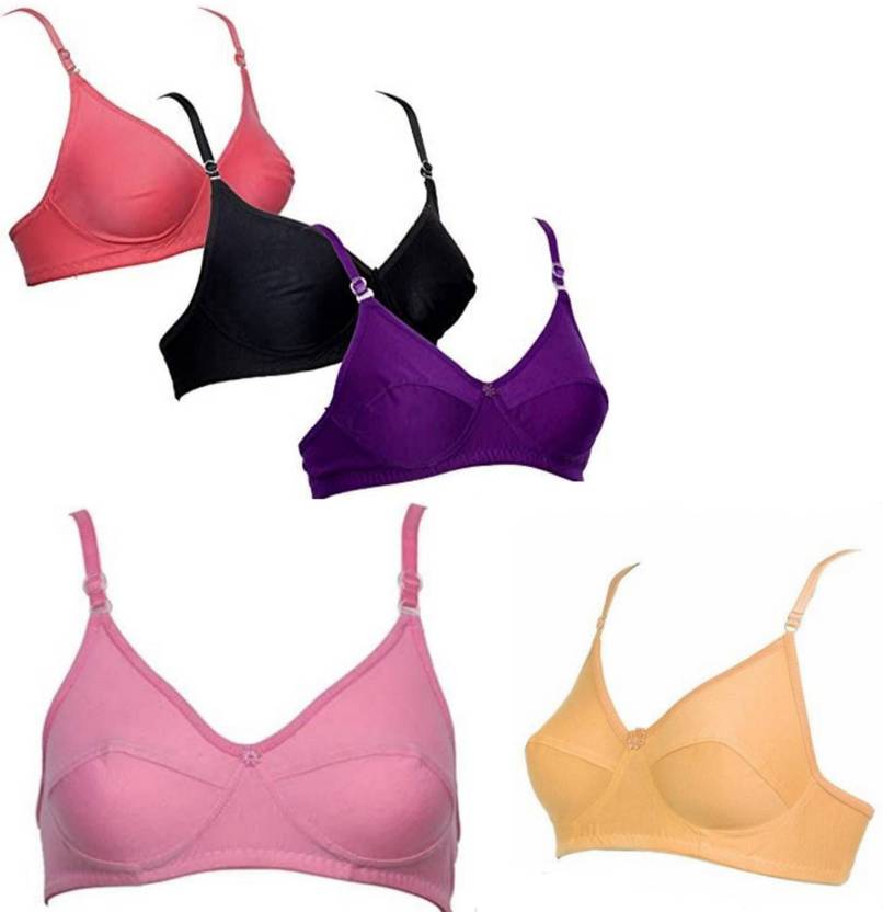 PIYURZ Pack of 5.nonpaded bra combo Women Full Coverage Non Padded Bra ...