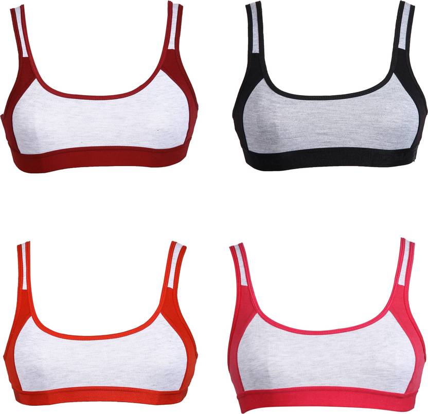 febb Girls Gym Braa Black Red Pink Maroon Combo Set (Pack Of 4) Women ...