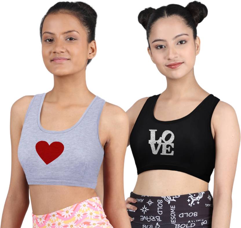 Dchica Regular Broad Strap Bra for Girls Non-Wired Gym Workout Women ...