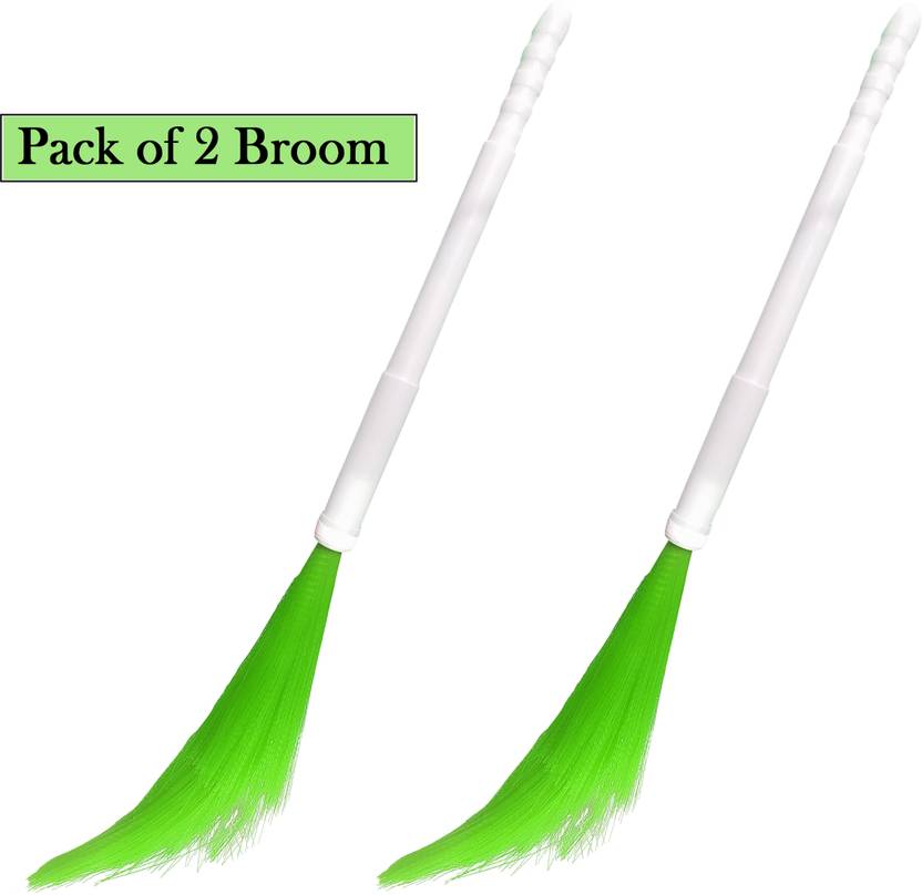 aKuu (Pack of 2) Green Plastic Broom. Folding & Long-lasting broom ...