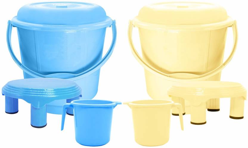 Wonder Plastic Bucket 25 LT With Lid & Patra & Dyna 950ml For Home, 2 ...