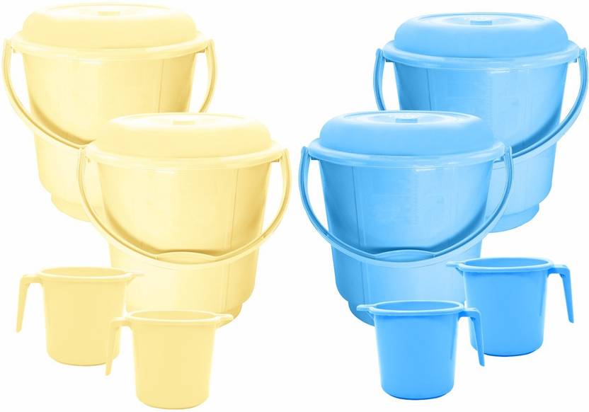 Wonder Plastic Bucket 25 LT With Lid & Dyna 950ml For Home, 4 Pc, 25 ...