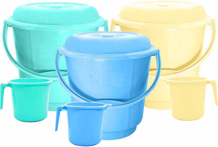 Morvi Plastic Prime Bucket 25 LT With Lid & Dyna 950ml, 3 Pc, 25 Ltr ...
