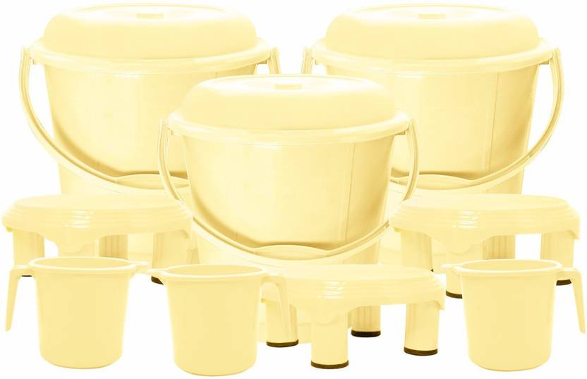 Wonder Plastic Bucket 25 LT With Lid & Patra & Dyna 950ml, Set Of 3 Pc ...