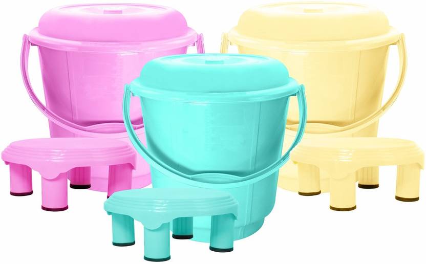 Wonder Plastic Bucket 25 LT With Lid & Patra For Home&Kitchen, 3 Pc, 25 ...