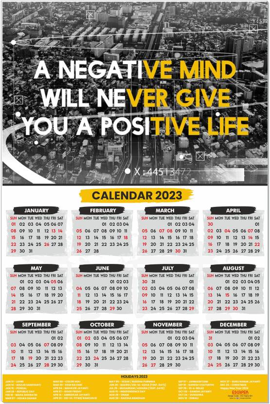 ESCAPER Positive Theme Motivational Calendar 2023 (Wall) | Yearly ...