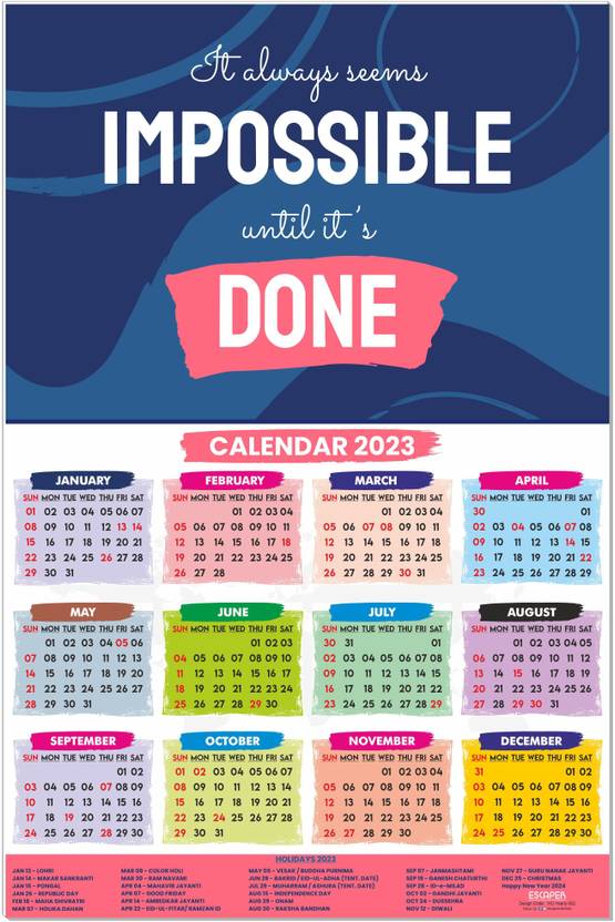 ESCAPER Done Theme Motivational Calendar 2023 (Wall) | Yearly Calendar ...