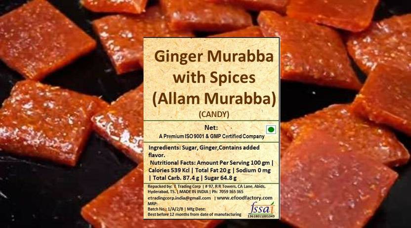 E Food Factory Ginger Murabba (Allam Murabba) With Spices 250 g Ginger ...