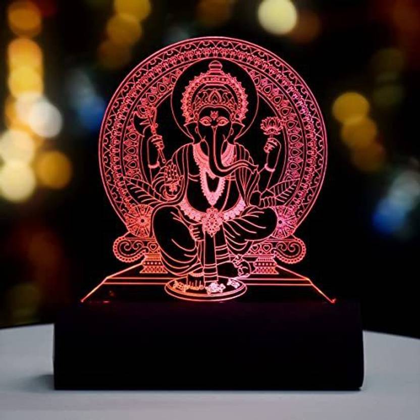 Artistic Gifts 3D ILLUSION CAR DASHBOARD LED MURTI OF IDOL GANESH JI ...