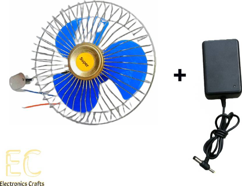 Electronics Crafts 12 volt dc Fan with 12 volt 1amp charger Car ...