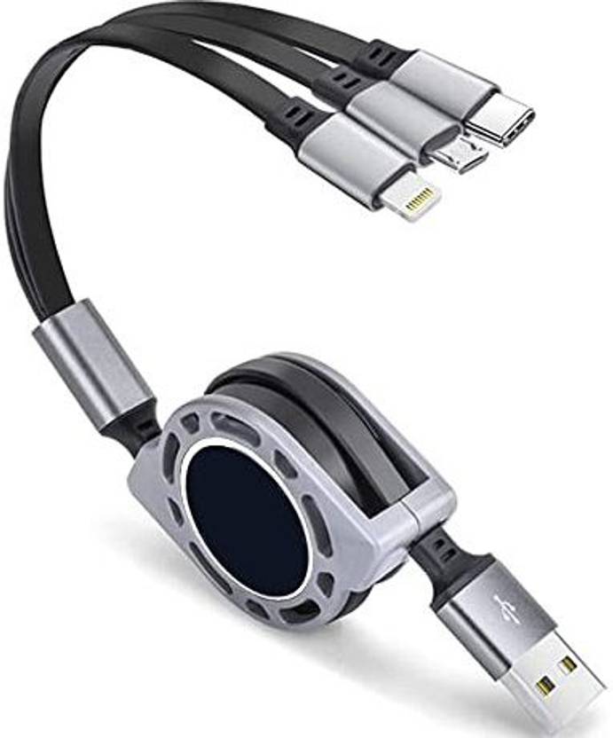 CARWORLD Multi Retractable Fast Charger Cable USB Cord with Phone/Type ...