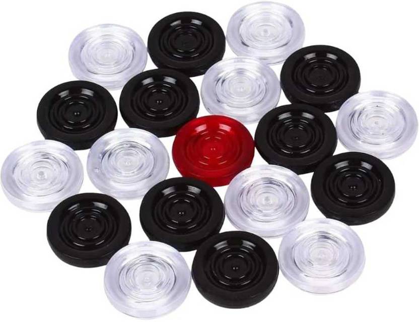 GOLS Transparent Crystal Carrom Coins Set (Pack of 20) with Sticker and ...