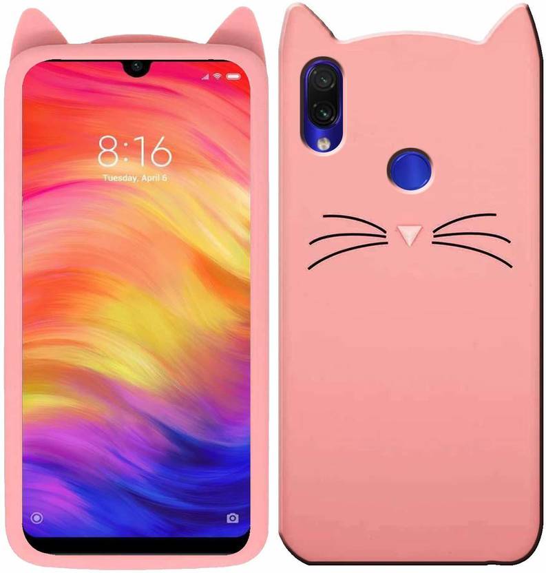 Aanshi Back Cover for Mi Redmi Note 7 Pro PinkCat Design Soft Silicone ...