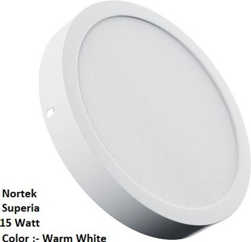 Nortek Superia 15W Round Surface LED Panel Light, Warm White, No False ...