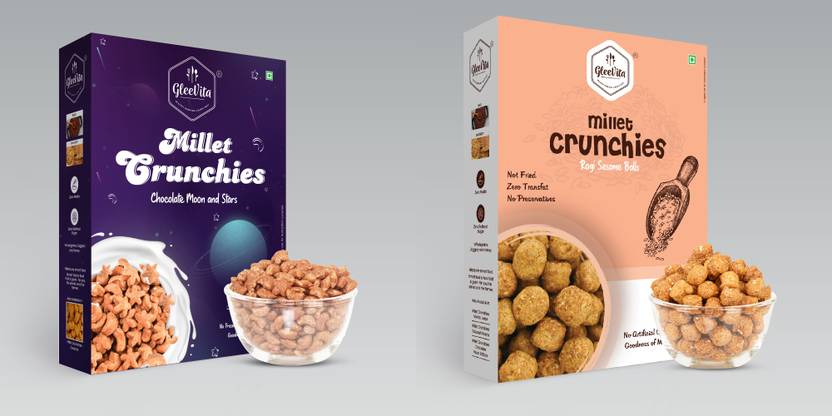 gleevita Breakfast Cereal Millet Crunchies Chocolate Moon-Stars & Ragi ...