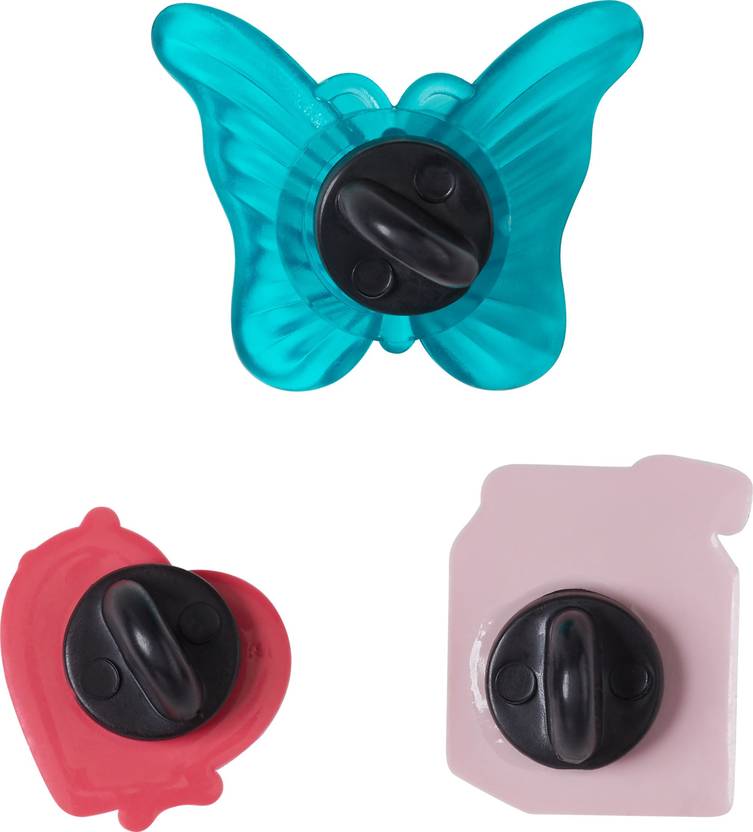 Crocs Pink and Blue Pin Backer Jibbitz - Pack of 3 Plastic Shoe Charm ...