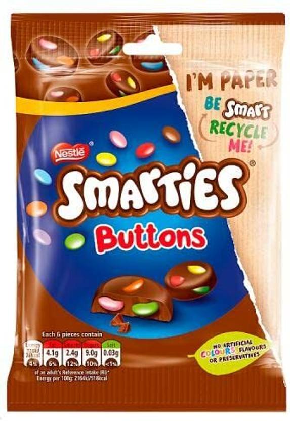NESTLE Smarties Buttons Milk Chocolate With Smarties Pieces (UK) Bites ...