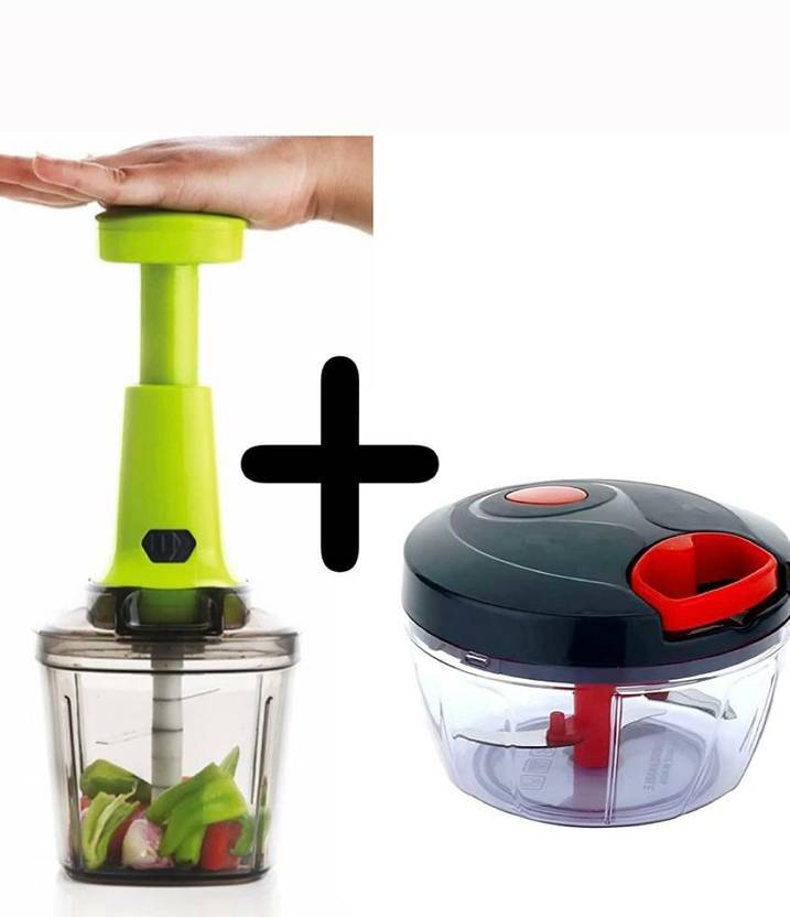 J-Bizz 2in1 7xBLADES Manual Push Chopper for Vegetables&Fruits with ...