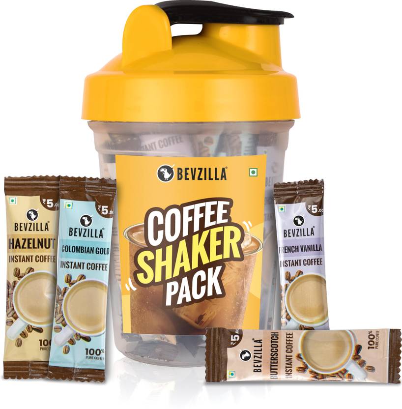 Bevzilla Instant Coffee Powder - 25 Sachets with Coffee Shaker Instant ...