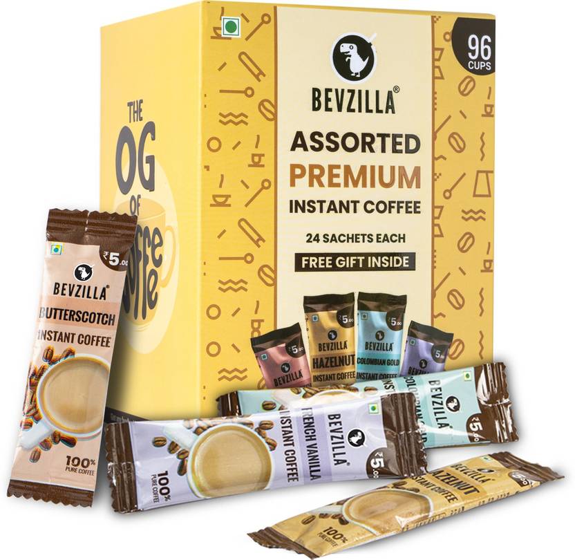 Bevzilla Instant Coffee Powder - 96 Sachets Box, 24 Sachets Each ...