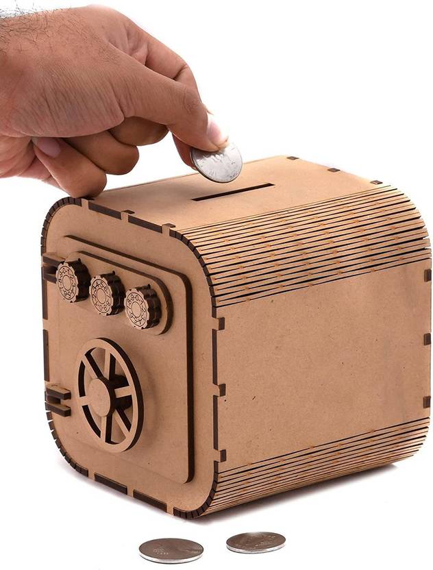 jeniry Wooden Locker cum Coin Bank with Password Knobs and rotating ...