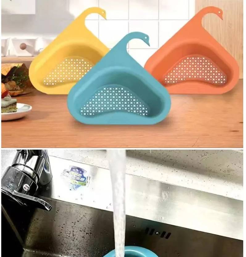 Smartonline Swan Drain Basket for Kitchen Sink Triangle Sink Kitchen ...