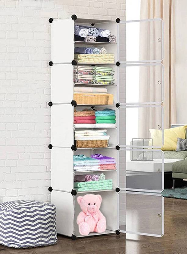 BAZKU 5 Door 10 Shelf Plastic Collapsible Wardrobe PP Collapsible ...