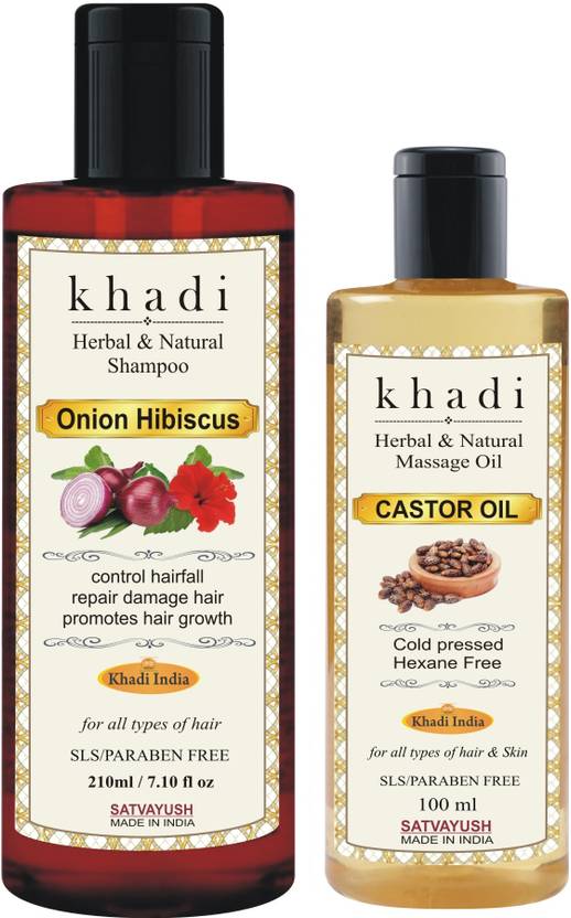 Satvayush Khadi Onion Hibiscus Anti Dandruff Shampoo & Cold Pressed ...