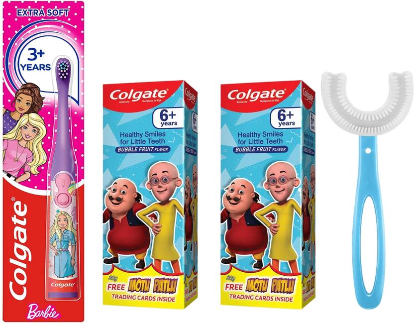 Colgate Barbie Battery Toothbrush for kids+Kid's Motu Patlu Bubble ...