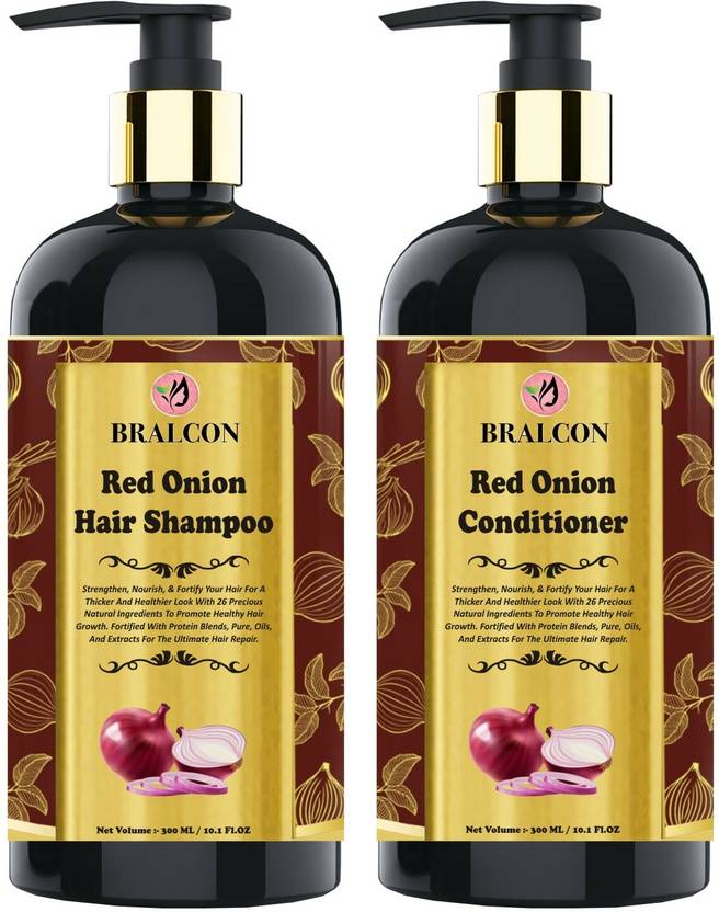 BRALCON Red Onion Shampoo & Conditioner With Red Onion Seed Oil Extract ...