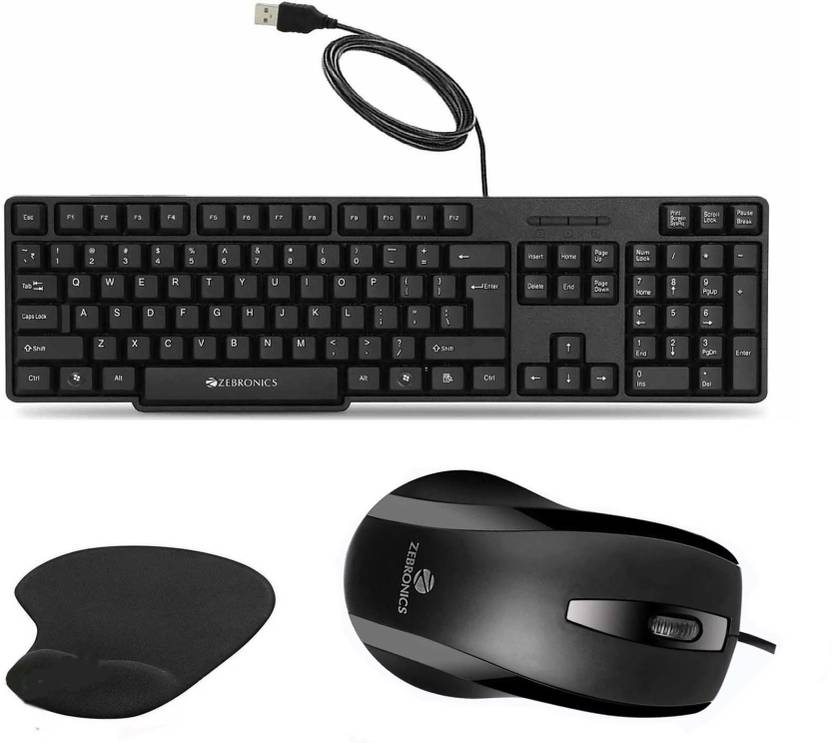ZEBRONICS Zeb-K20 USB Keyboard + Zeb-Alex USB Mouse with Comfort Mouse ...