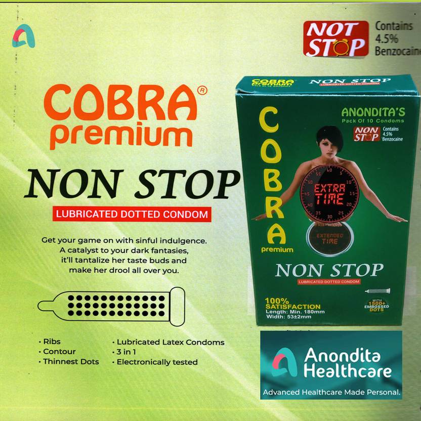 COBRA Premium Non Stop Lubricated Super Dotted & Extra Time for 100% Satisfaction Condom Price ...