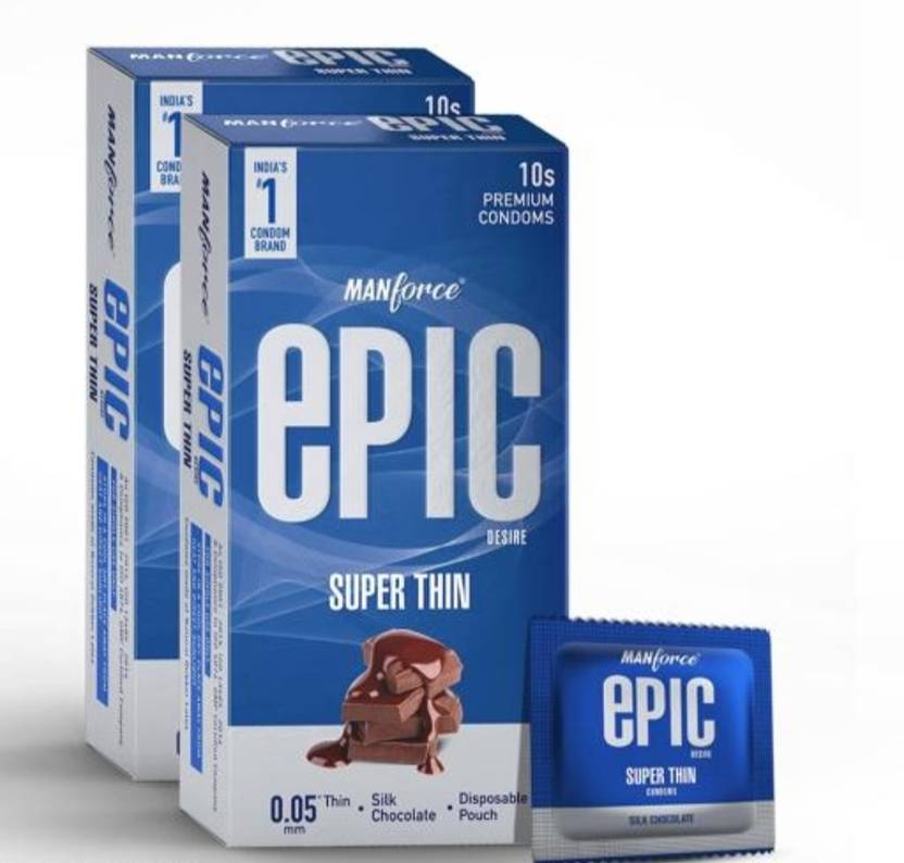MANFORCE Epic super thin condom, silk chocolate flavoured condom, pack ...