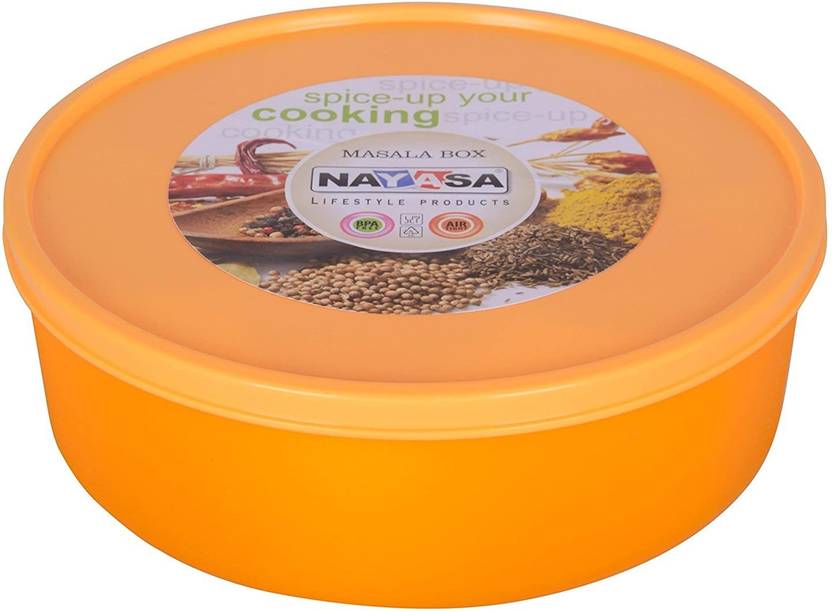NAYASA Superplast Vital Big Plastic Masala Box Set, 7-Pieces, Orange ...